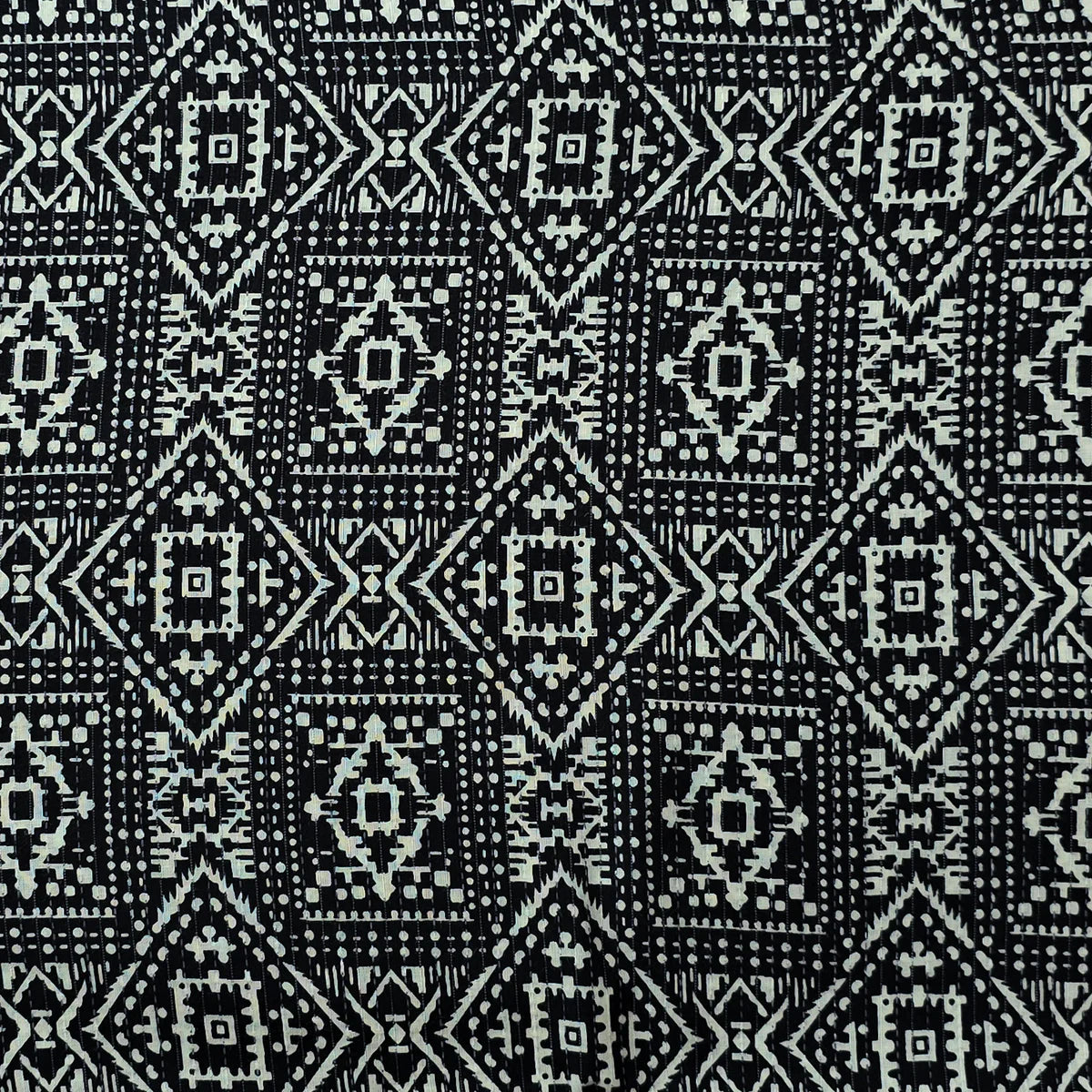 (Pre-Cut 0.95 Meter) Pure Cotton Kaatha Black With Intricate Design Sc ...