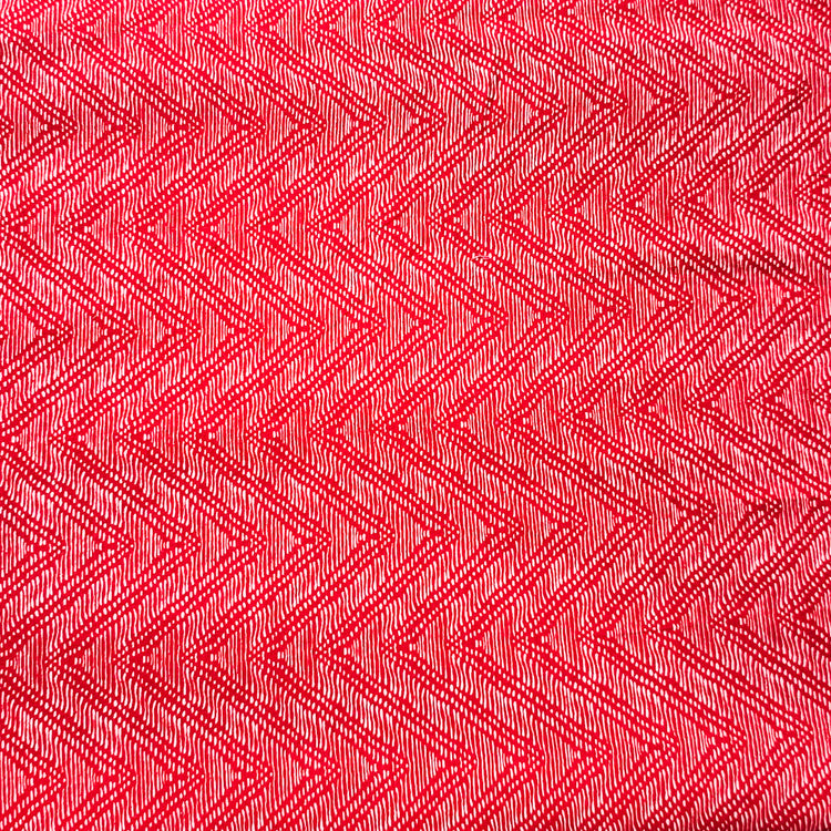 Pure Cotton Screen Print Red With Zig-Zag Fabric – Sanskruti
