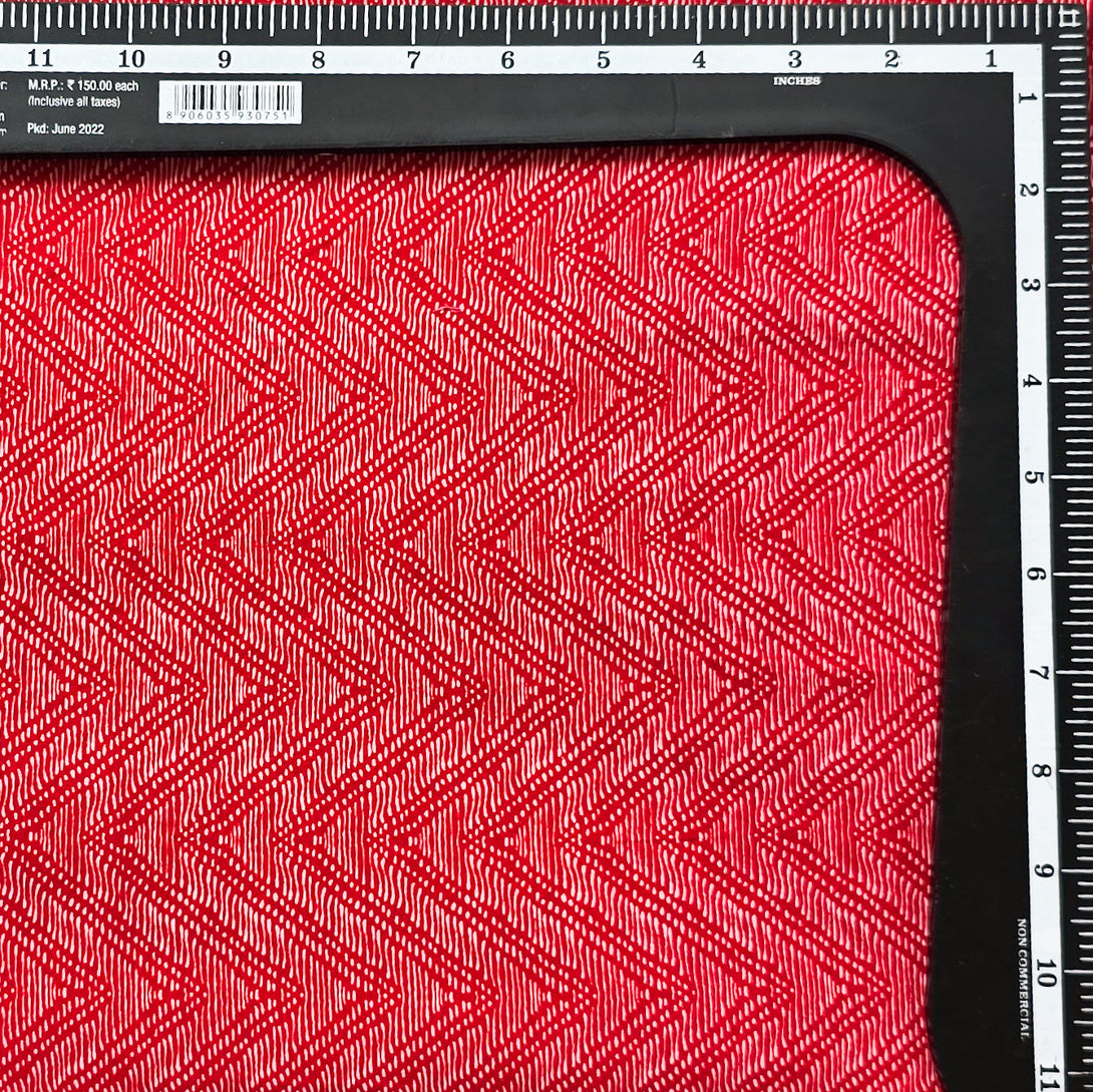 Pure Cotton Screen Print Red With Zig-Zag Fabric – Sanskruti