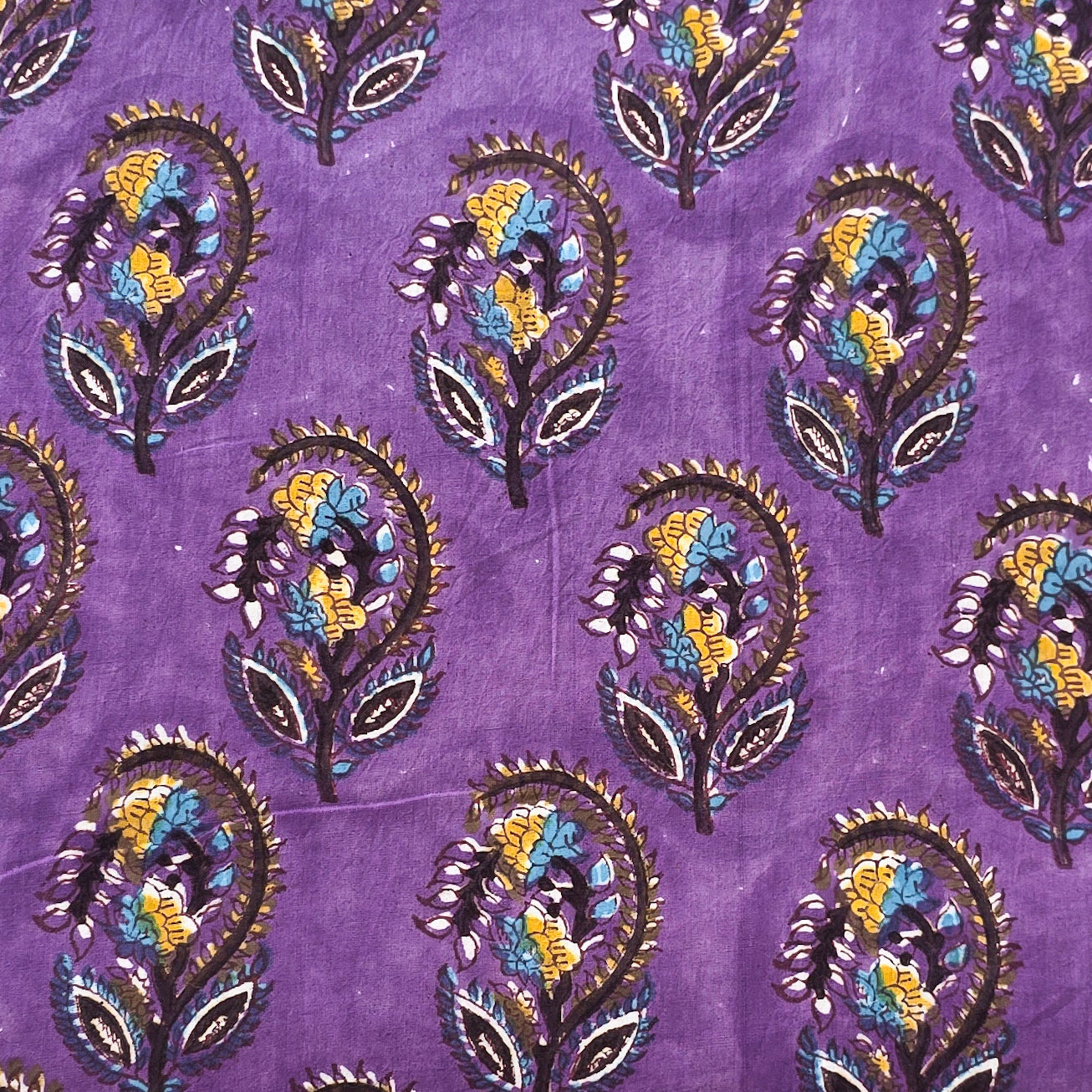 Pure Cotton Jaipuri Purple With Flower Motif Hand Block Print Fabric ...