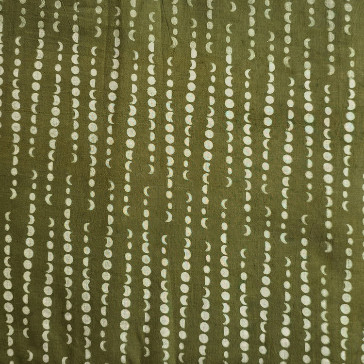 Pure Cotton Dabu Mehandi Green With Design Stripes Hand Block Print Fa ...