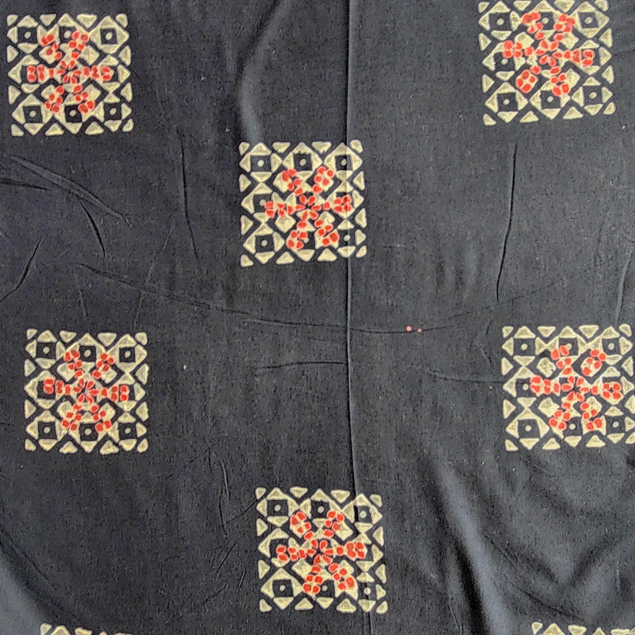 Pure Cotton Black And White With Grey Intricate Design Motif Hand Bloc ...