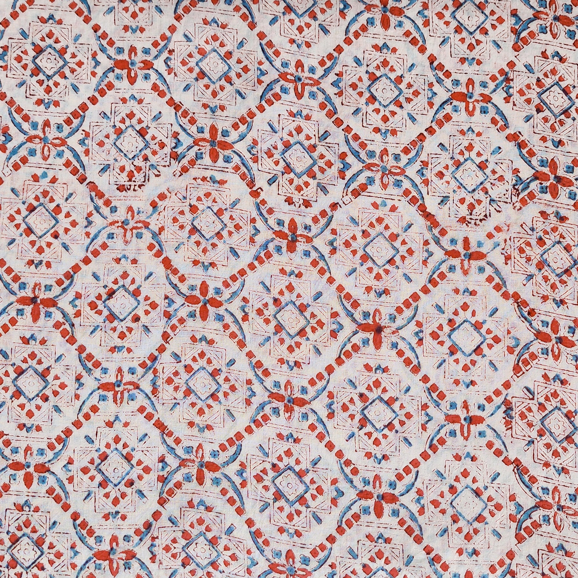 Pure Cotton Jaipuri White With Intricate Design Hand Block Print Fabri ...