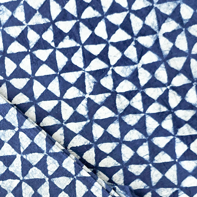 Pure Cotton Indigo With Triangle Design Hand Block Print Fabric – Sanskruti