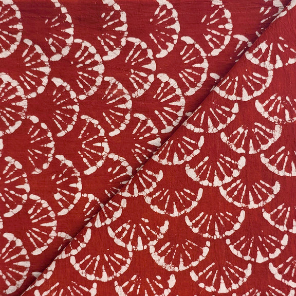 Pure Cotton Dabu Red With Plant Off White Pattern Hand Block Print Fab ...
