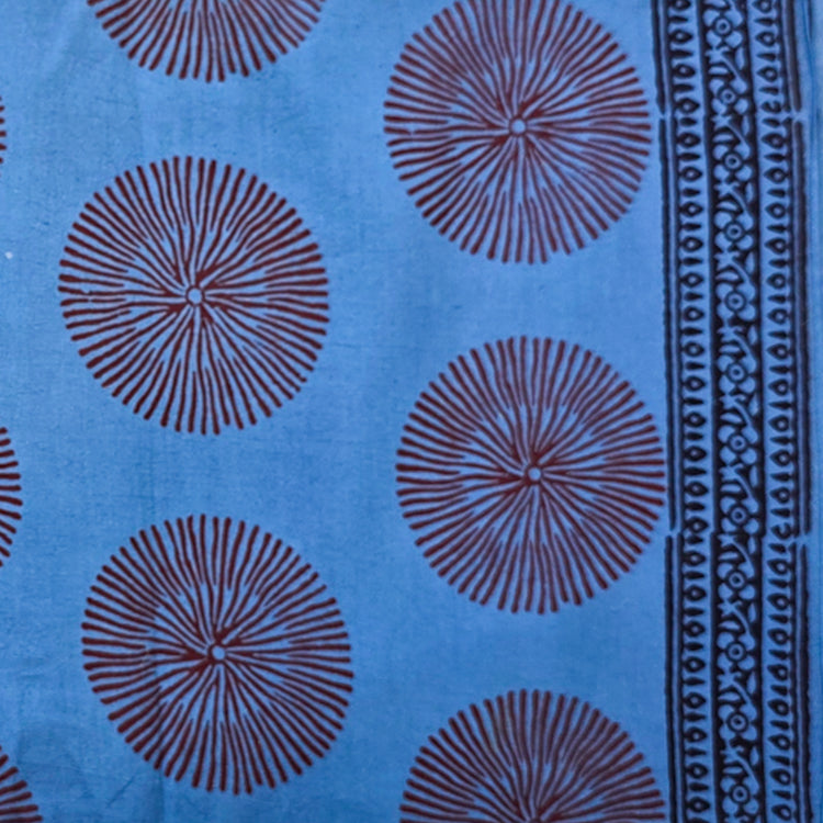 Pure Cotton Bagh Blue With Design Circle Motif With Border Hand Block ...