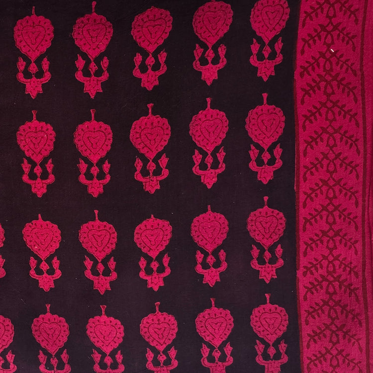 Pure Cotton Bagh Black With Pink Design Motif With Border Design Hand ...