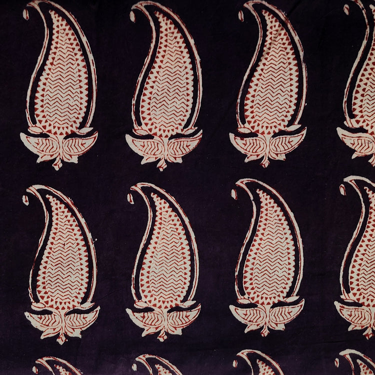 Pure Cotton Bagh Rust Black With White Kairi Motif With Border Design ...