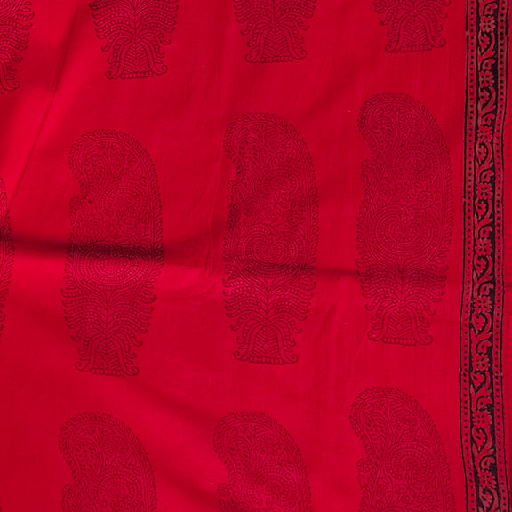 Pure Cotton Bagh Red With Big Kairi Motif With Border Design Hand Bloc ...