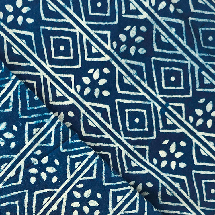 Pure Cotton Indigo Border Stripes Hand Block Print Fabric – Sanskruti