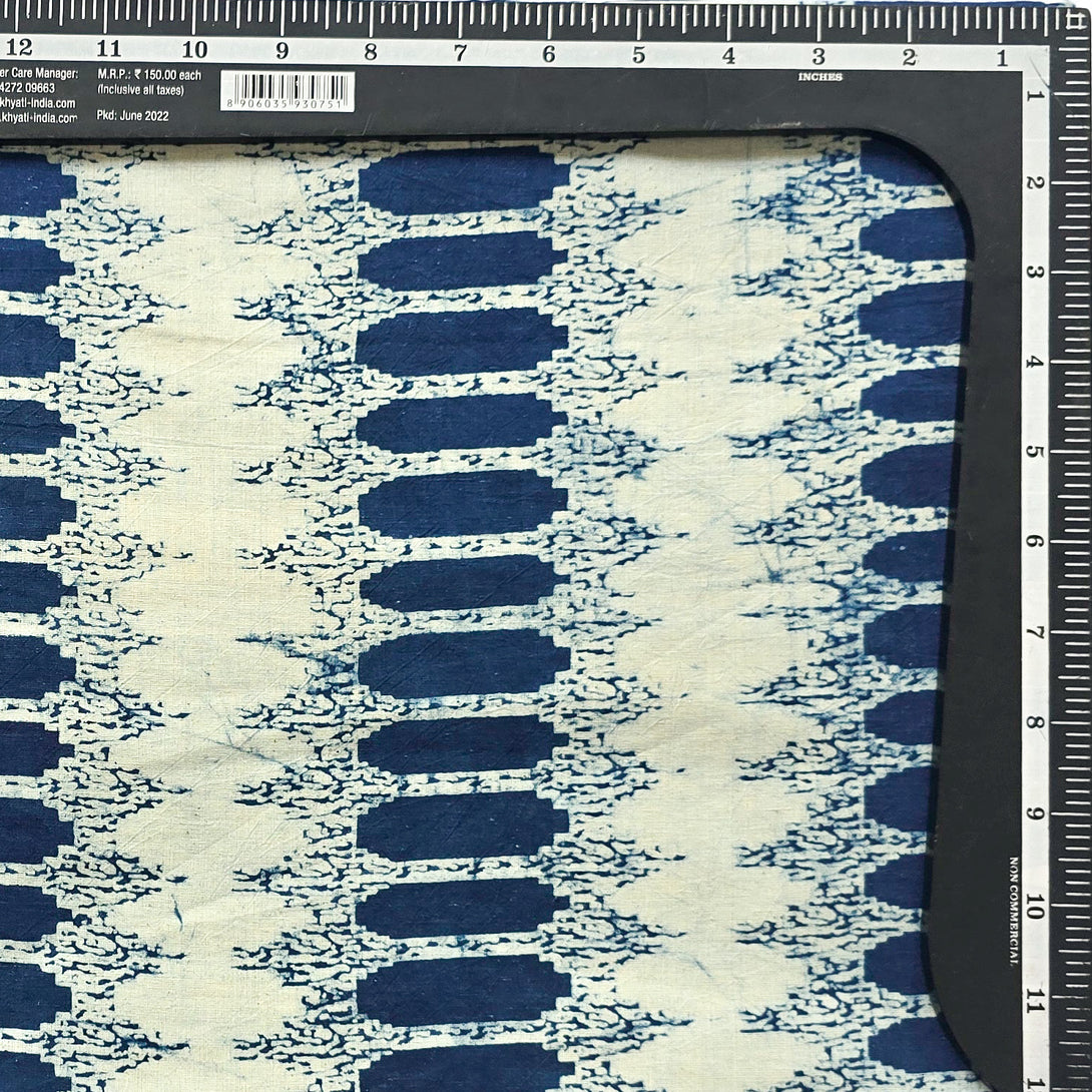 Pure Cotton Indigo Border Design Hand Block Print Fabric – Sanskruti