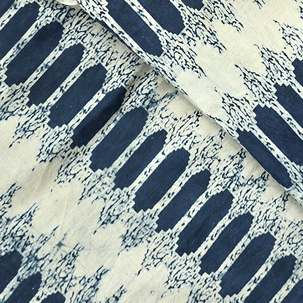 Pure Cotton Indigo Border Design Hand Block Print Fabric – Sanskruti