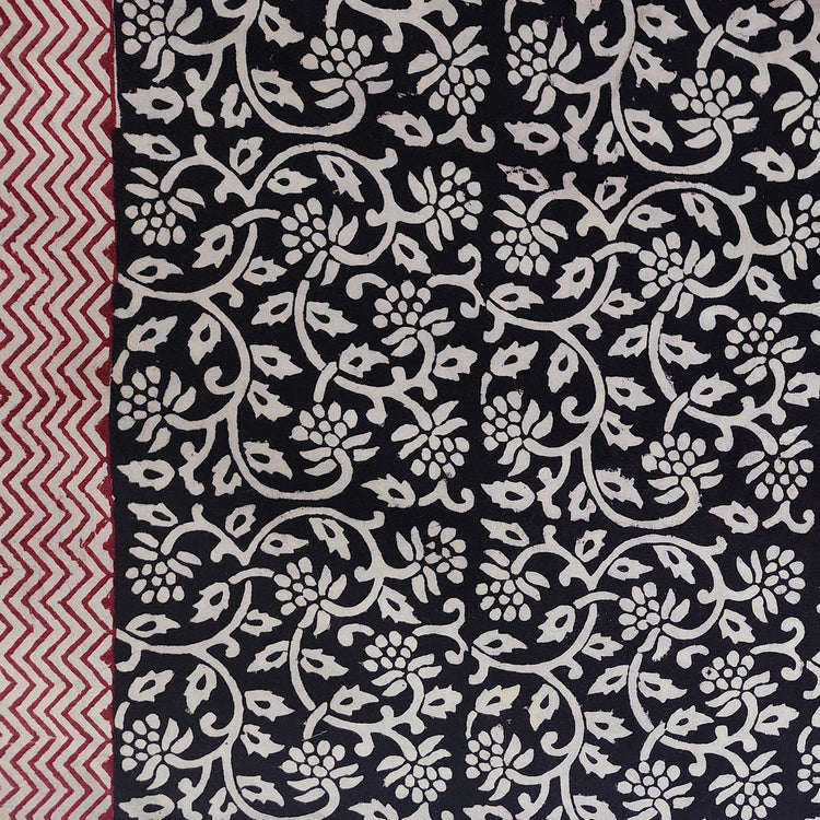 Pure Cotton Bagh Black With White Flower Jaal With Border Design Hand ...