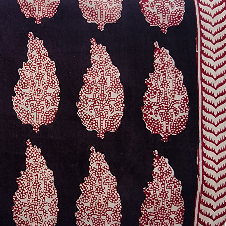 Pure Cotton Bagh Black With Red Leaves Motif With Border Design Hand B ...