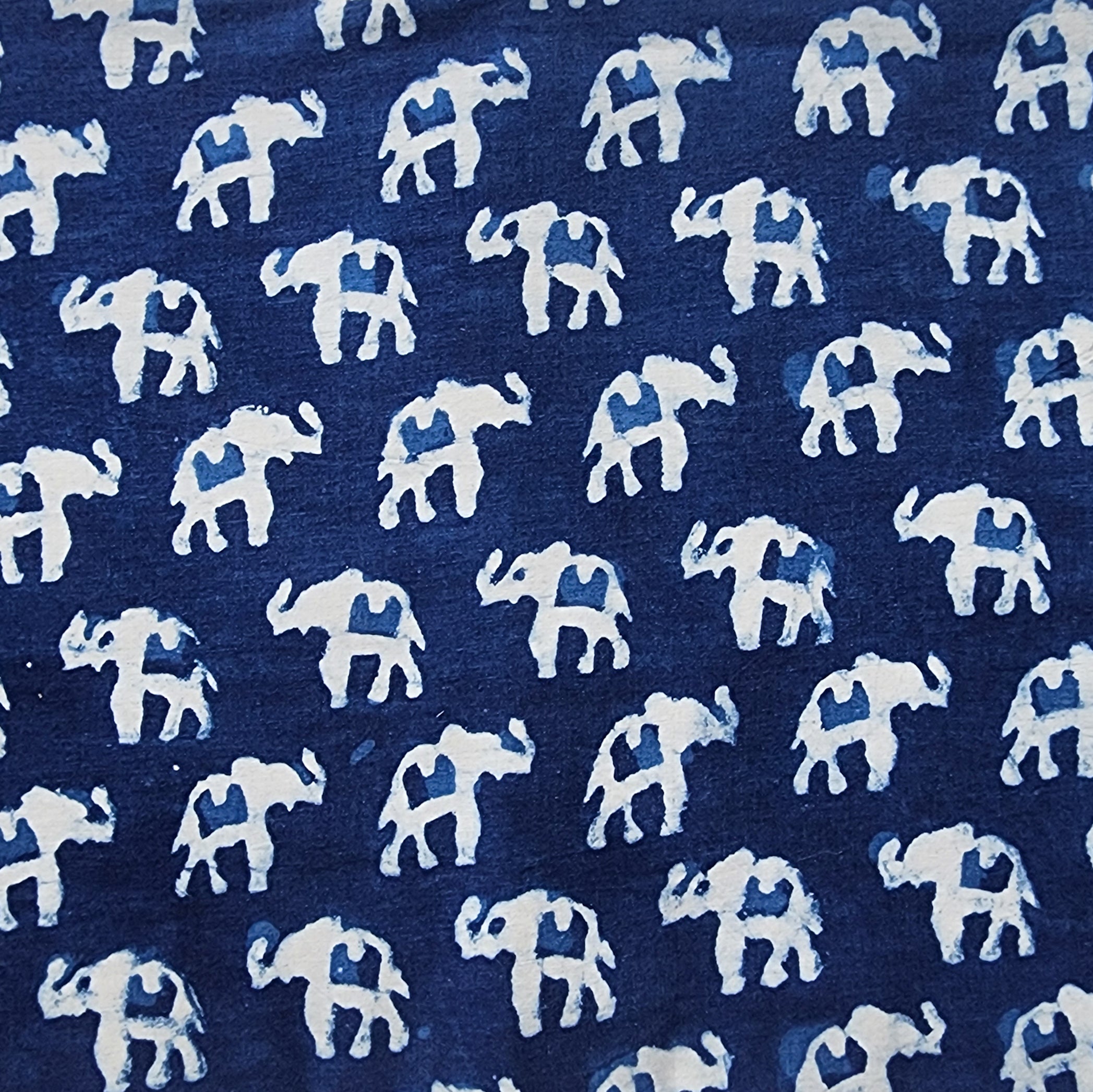 Pure Cotton Indigo elephant motif Hand Block Print Fabric – Sanskruti