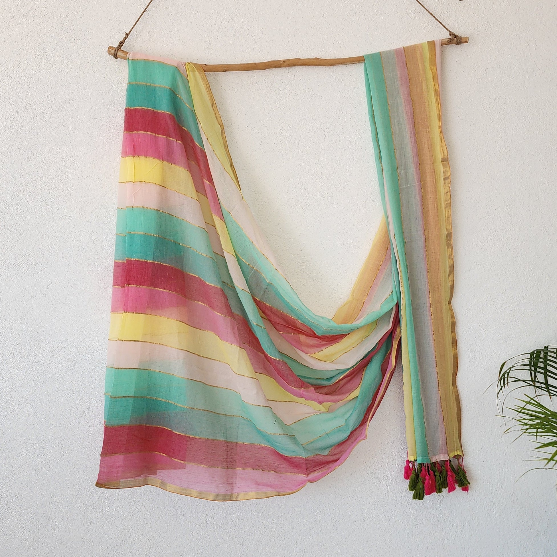 PIKU-Pure Cotton Mul Four Shades Of Color Saree – Sanskruti