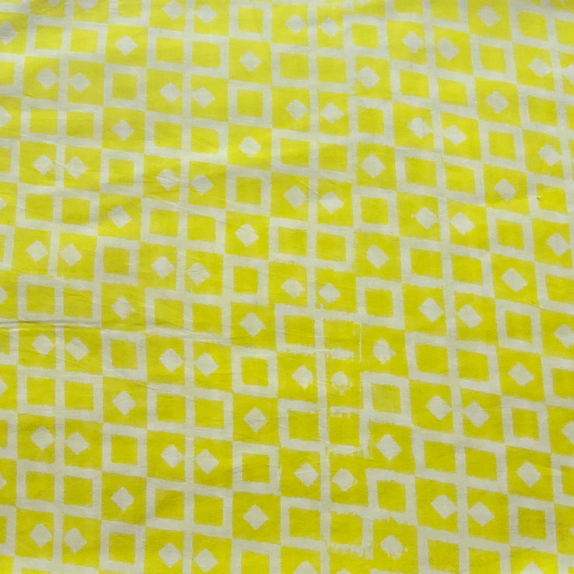 Pure Cotton Discharge Neon Yellow With White Hand Block Print Fabric ...