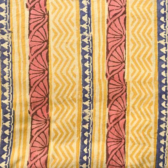 (PRE-CUT 1.60 METER)Pure Cotton Jaipuri Mustard With Pink Creeper Flow ...