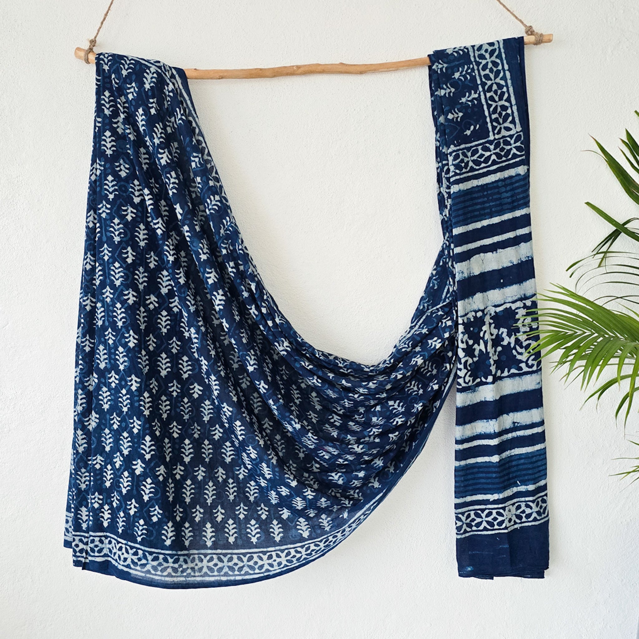 VEDIKA - Pure Cotton Indigo With Self Design And White Motif Saree ...