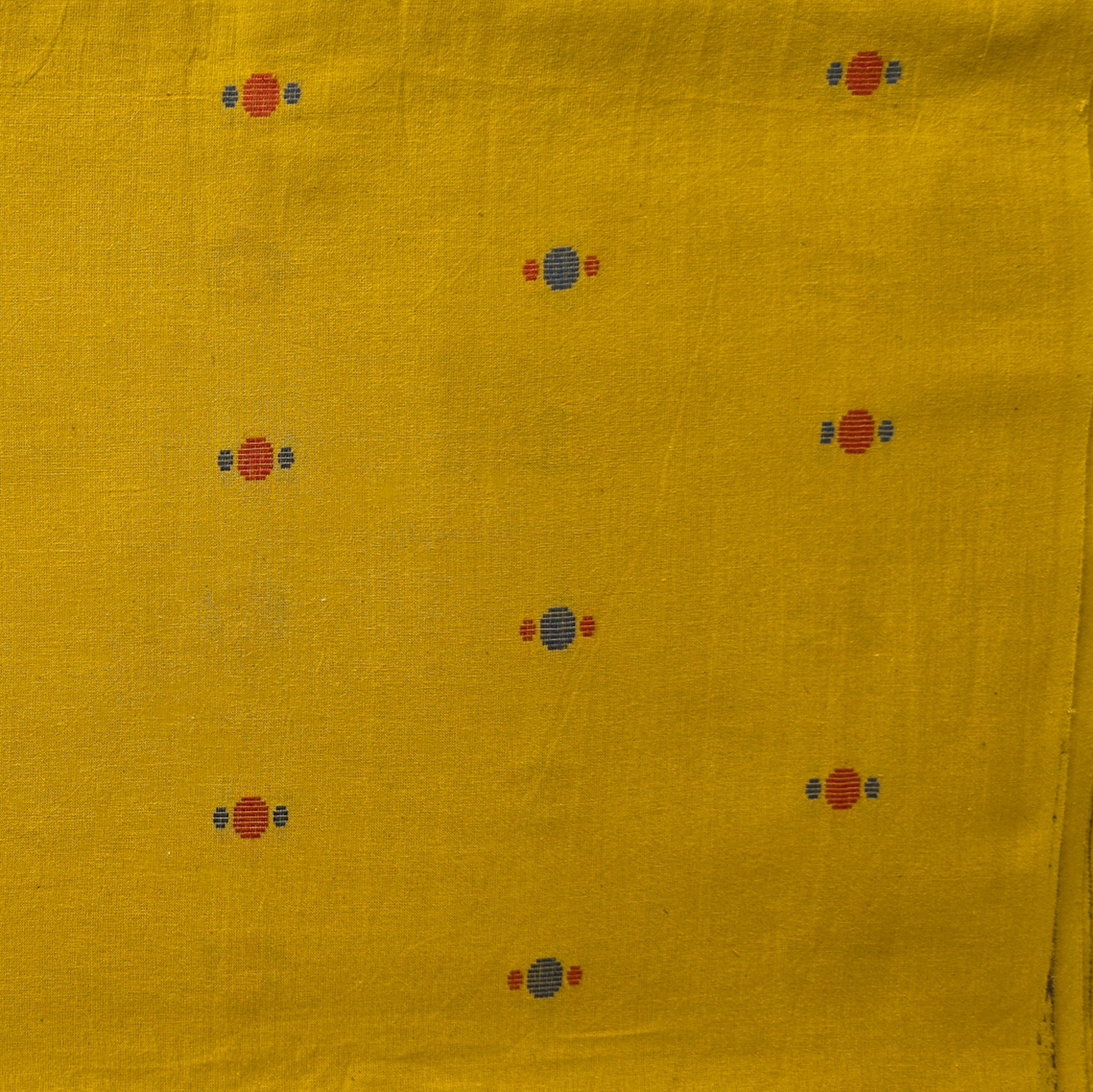Pure Cotton Handloom Mustard With Motif Hand Woven Fabric – Sanskruti