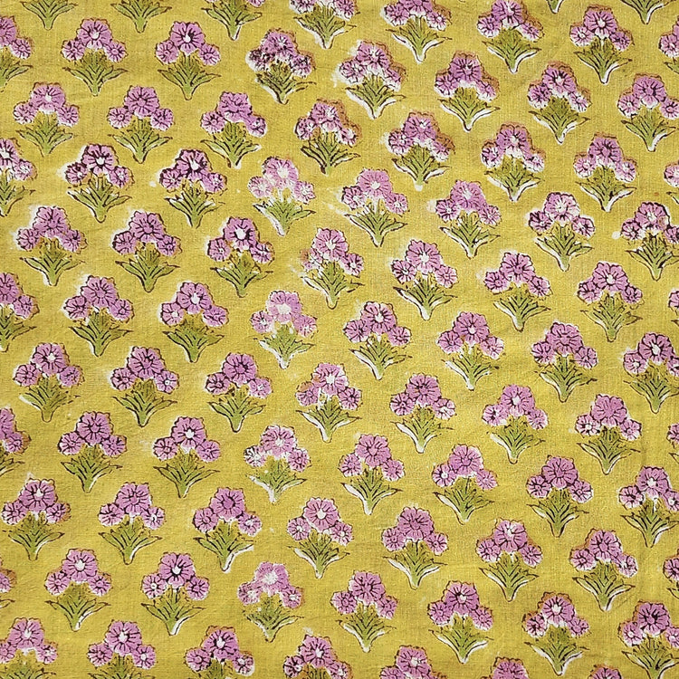 Pure Cotton Mul Jaipuri Light Mehandi Green With Purple Flower Plant M ...
