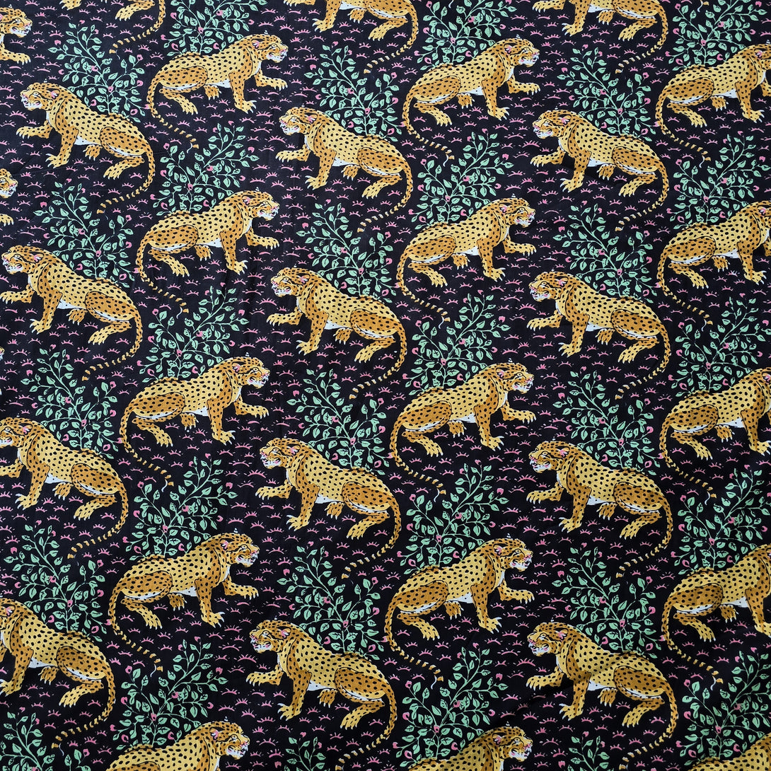 (PRE-CUT 1.80 METER)Pure Cotton Screen Print Black With Chita Fabric ...