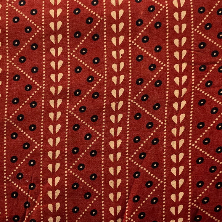 Pure Cotton Ajrak Vegetable Dyed Rust Red With Border Design Hand Bloc – Sanskruti