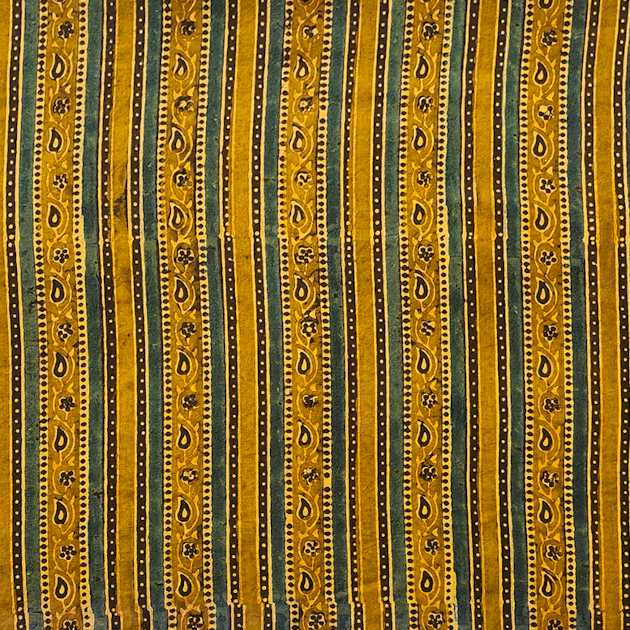 Pure Cotton Gad Ajrak Mustrad With Green Design Stripes Hand Block Pri ...