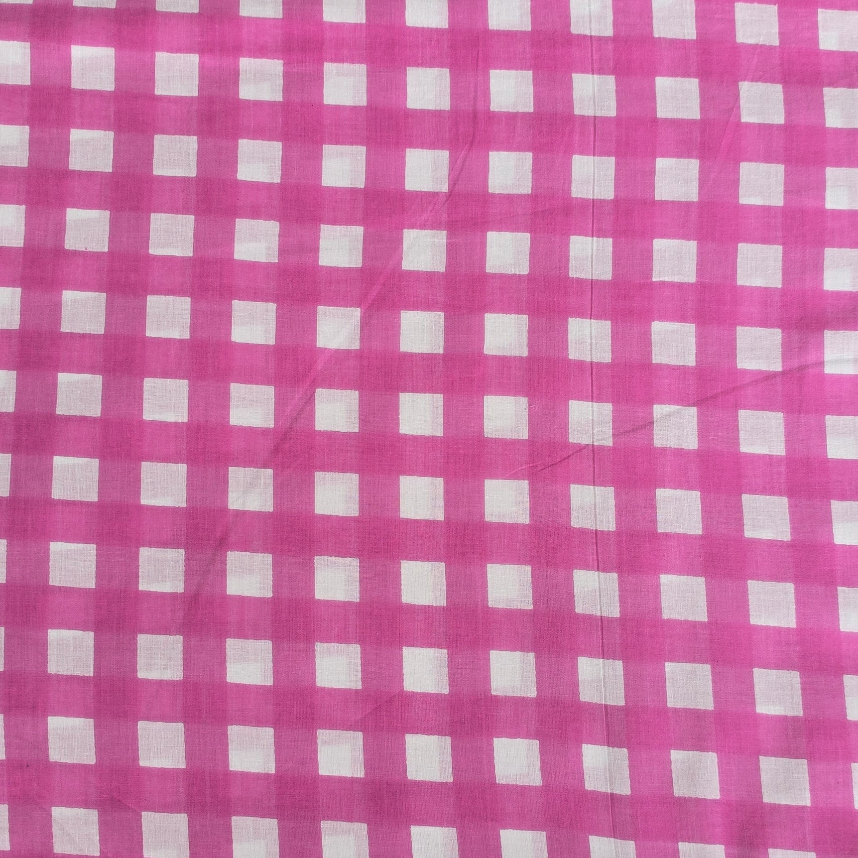 Pure Cotton Pink With White Square Screen Print Fabric – Sanskruti