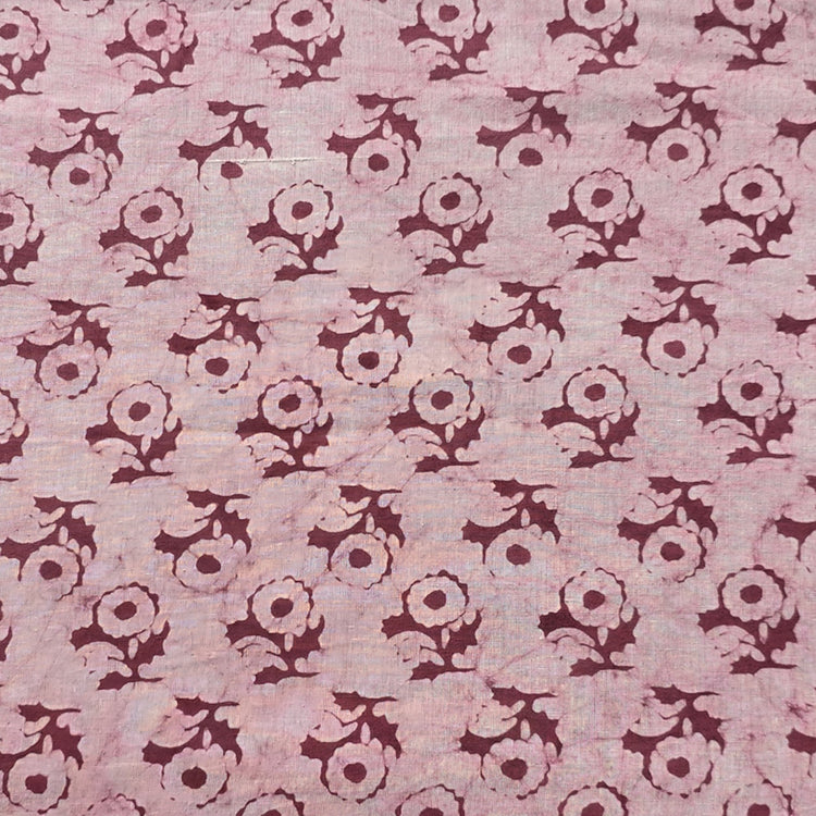 Pure Cotton Dabu dusky pink With Flower Motif Hand Block Print Fabric ...