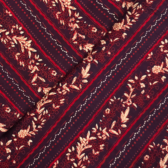Pure Cotton Dabu Purple With Red border design Hand Block Print Fabric ...