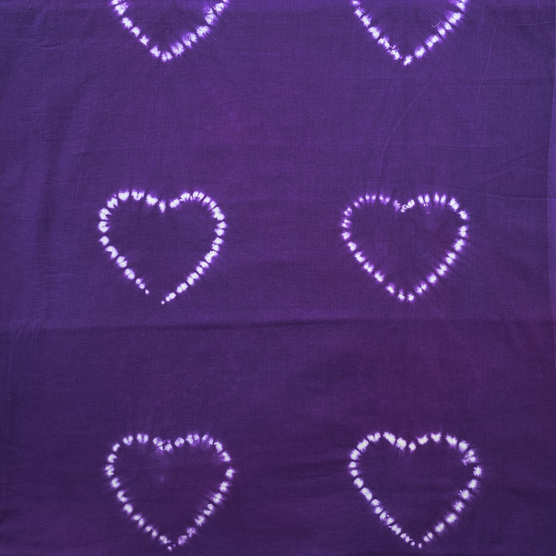 (PRE-CUT 0.90 METER)Pure Cotton Purple With Heart Motif Shibori Tie An ...