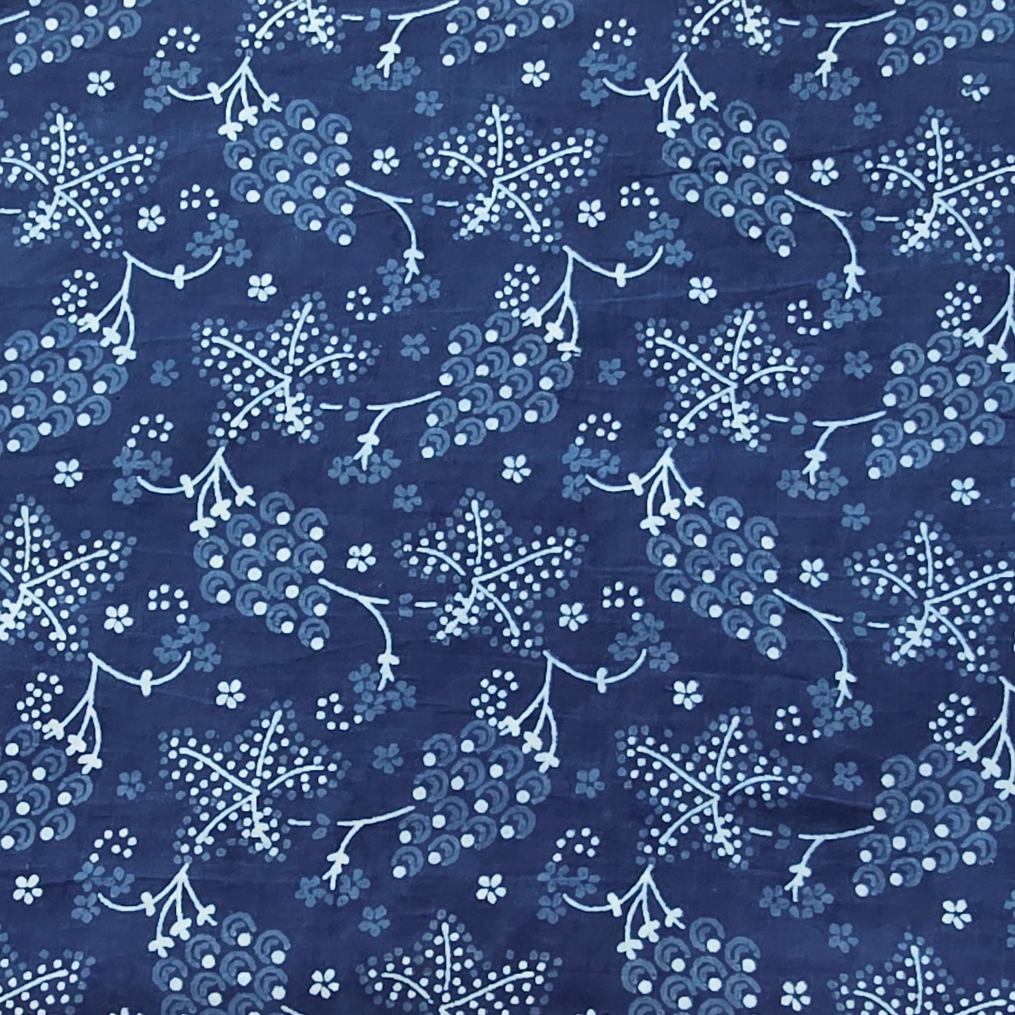 Pure Cotton Indigo With Grapes Jaal Hand Block Print Fabric – Sanskruti
