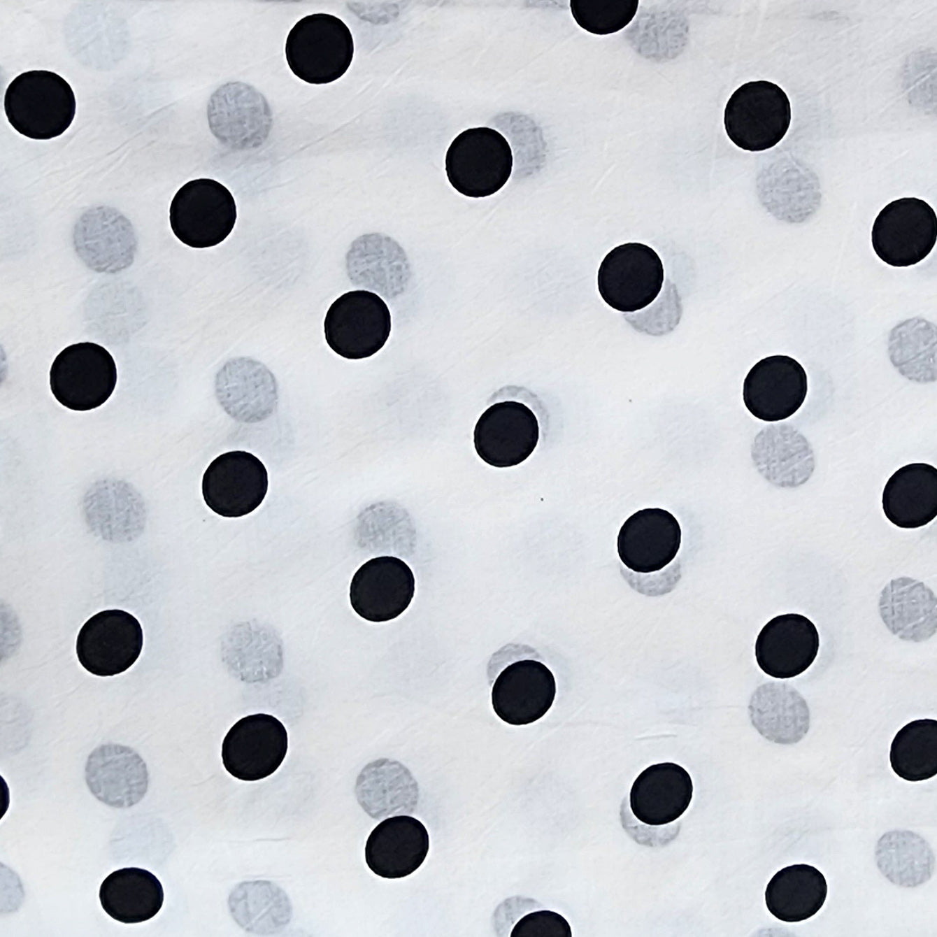 (PRE-CUT 2.35 METER)Pure Cotton White With Black Polka Dotes Screen Pr ...