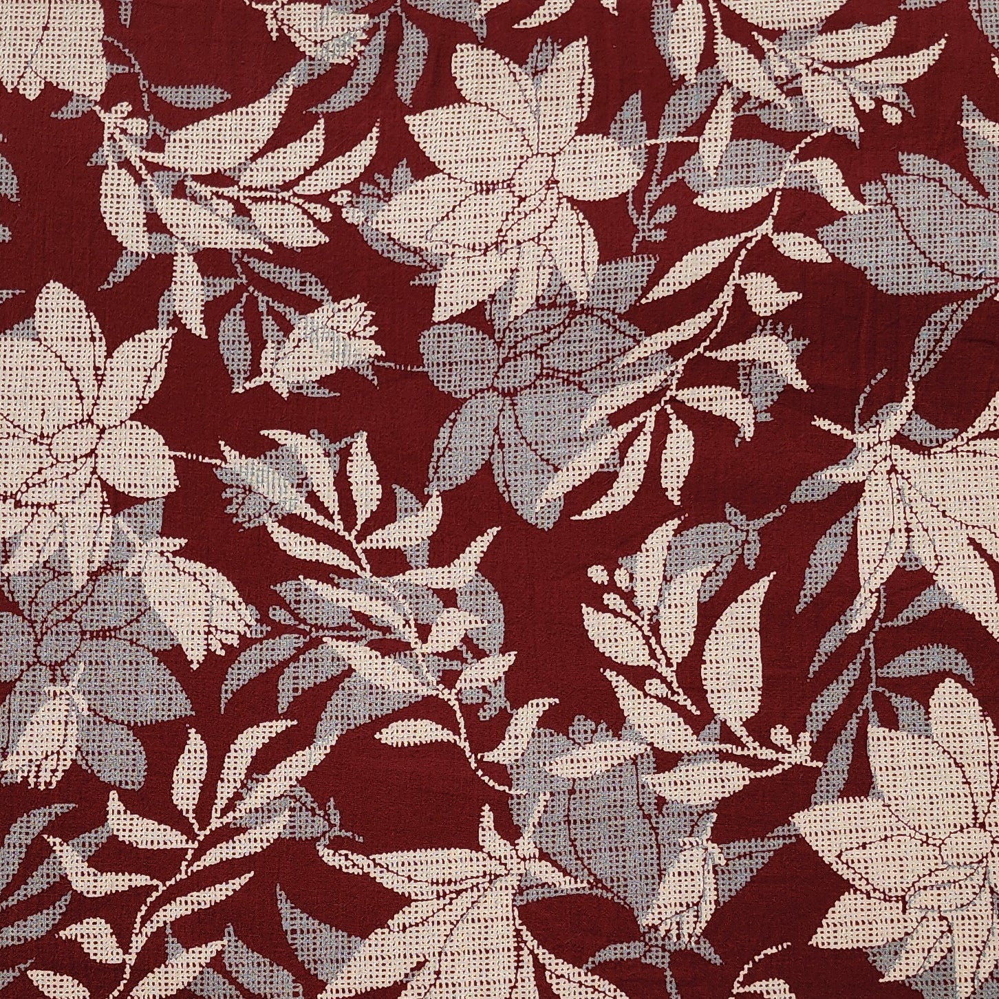 Pure Cotton Maroon With Flower Jaal Screen Print Fabric – Sanskruti