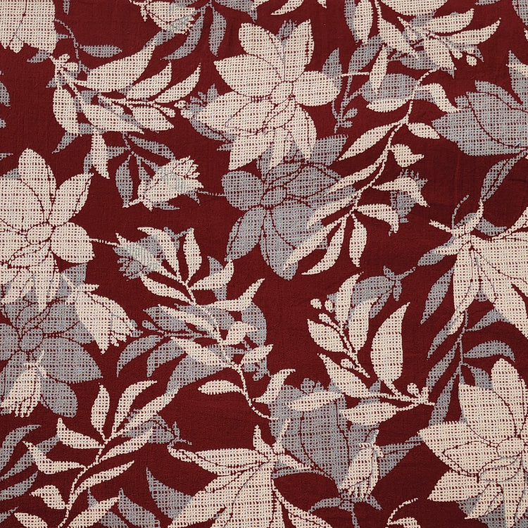 Pure Cotton Maroon With Flower Jaal Screen Print Fabric – Sanskruti