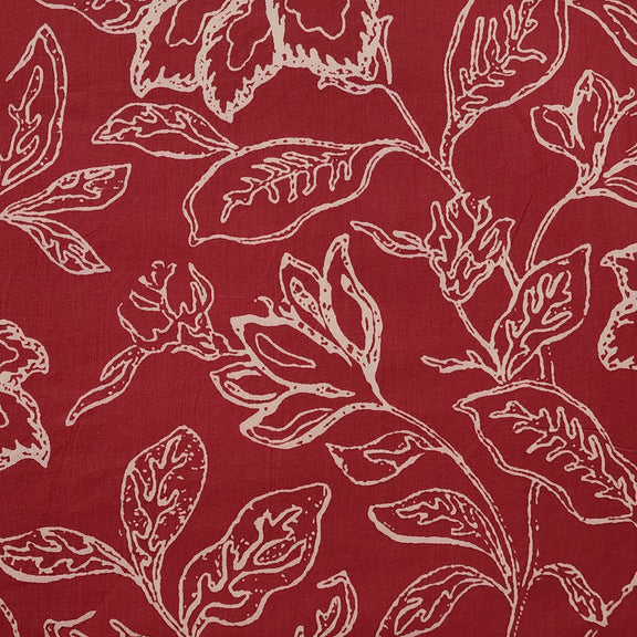 Pure Cotton Maroon With Flower Jaal Screen Print Fabric – Sanskruti