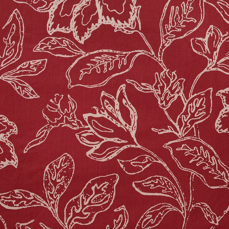 Pure Cotton Maroon With Flower Jaal Screen Print Fabric – Sanskruti