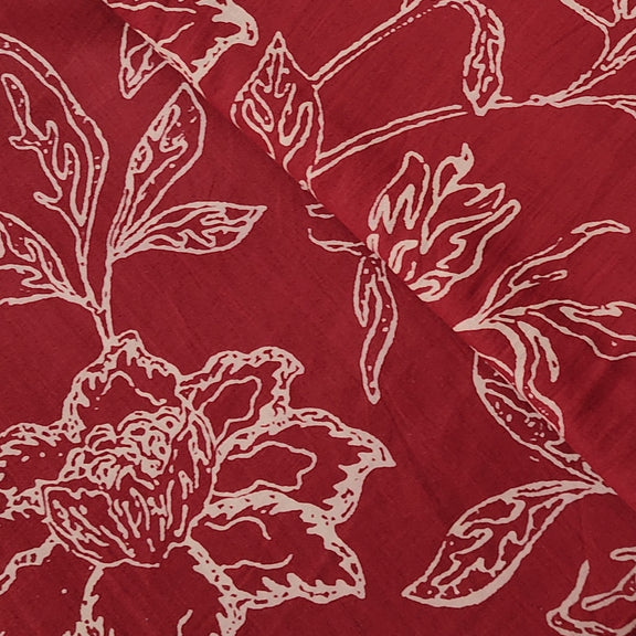 Pure Cotton Maroon With Flower Jaal Screen Print Fabric – Sanskruti