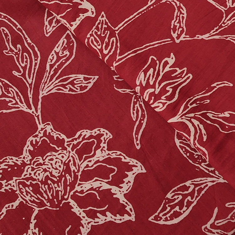 Pure Cotton Maroon With Flower Jaal Screen Print Fabric – Sanskruti