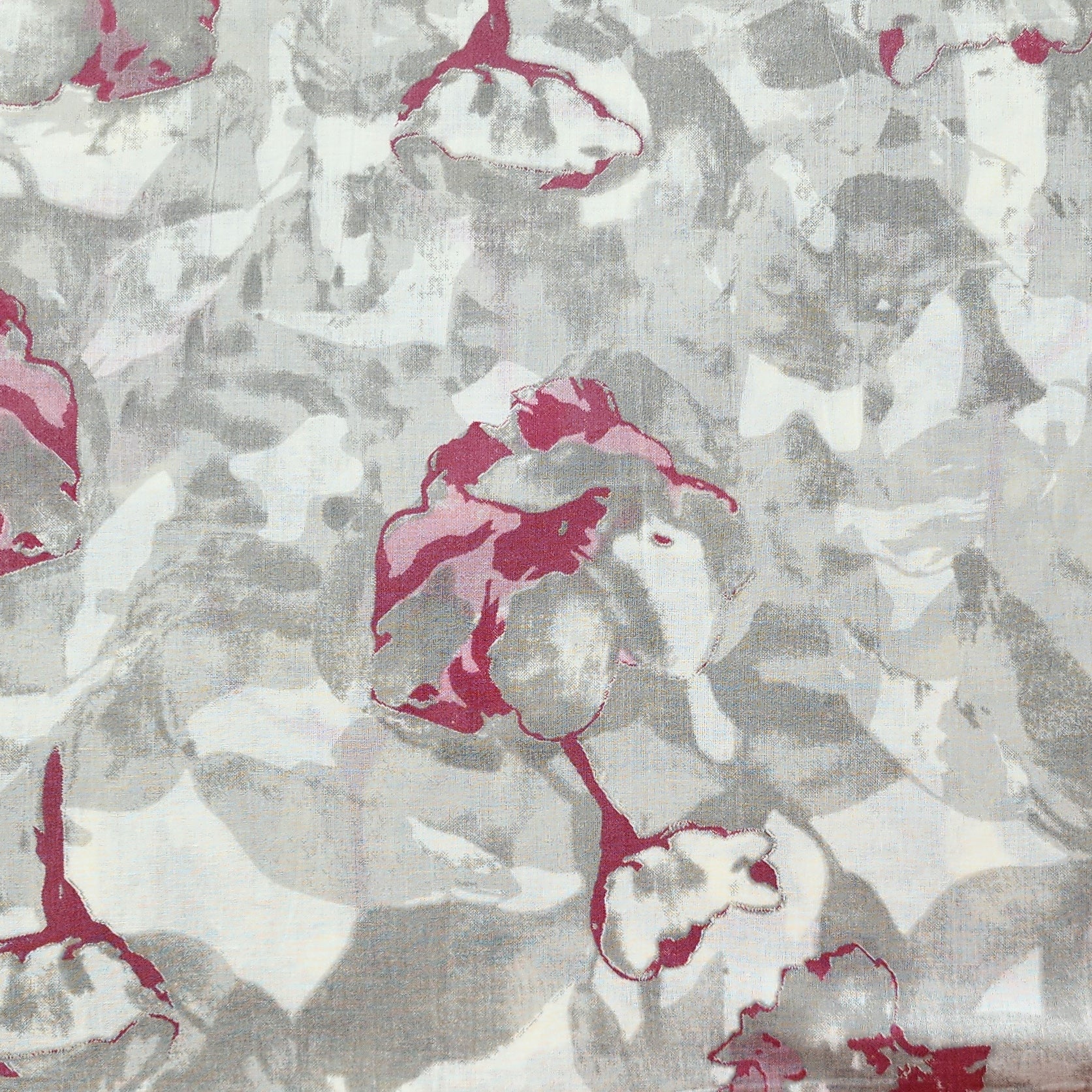 Pure Cotton Grey With Dusky Pink Floral Design Screen Print Fabric ...
