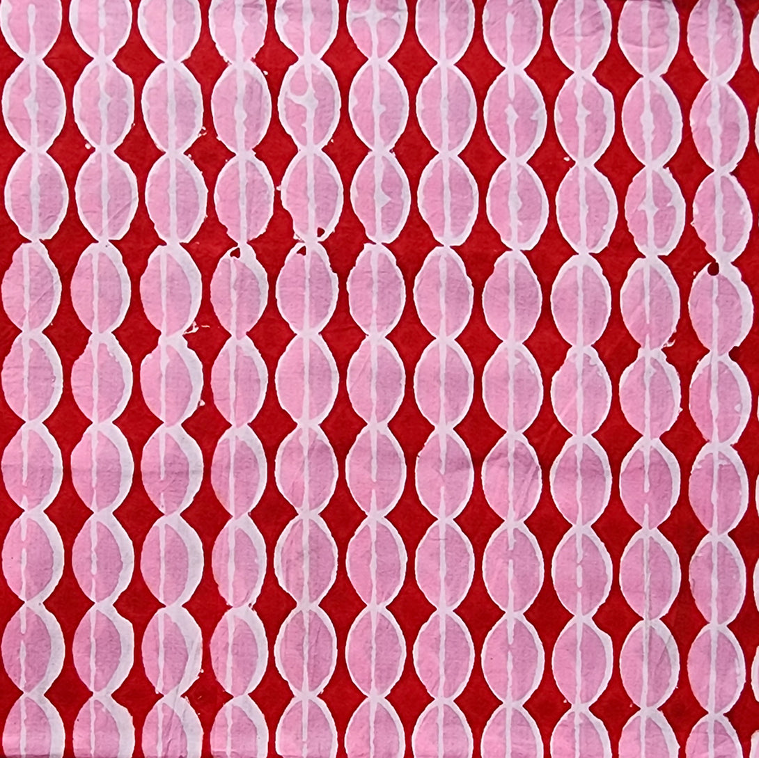 (PRE-CUT 0.80 METER) Pure Cotton Jaipuri Red With Pink Design Border H ...
