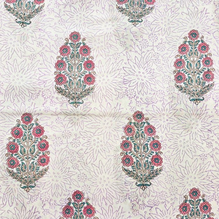 Pure Cotton Jaipuri White With Self Design And Flower Plant Motif Hand ...