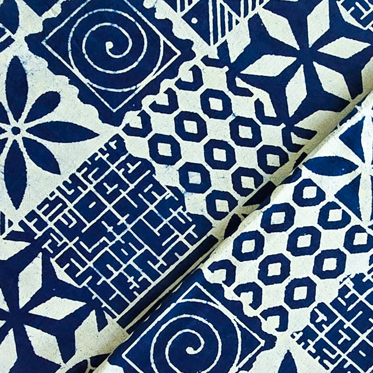 Pure Cotton Indigo With Different Blocks design Hand Block Print Fabri ...