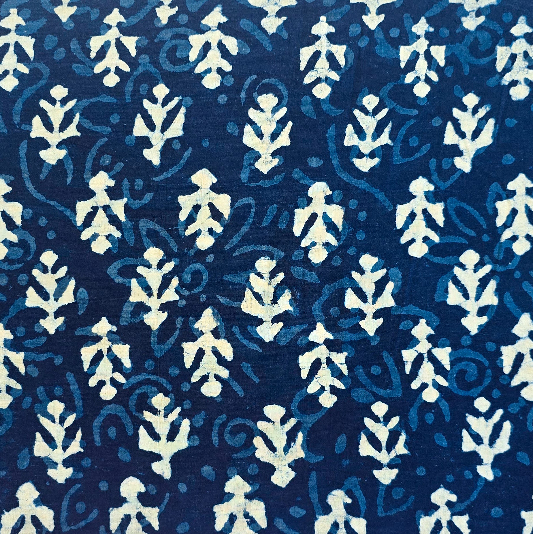 Pure Cotton Indigo With Plant Motif Hand Block Print Fabric – Sanskruti