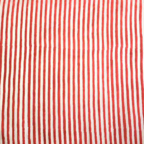 (Pre-Cut 1.40 meter)Pure Cotton Jaipuri White With Pinkish Red Stripes – Sanskruti