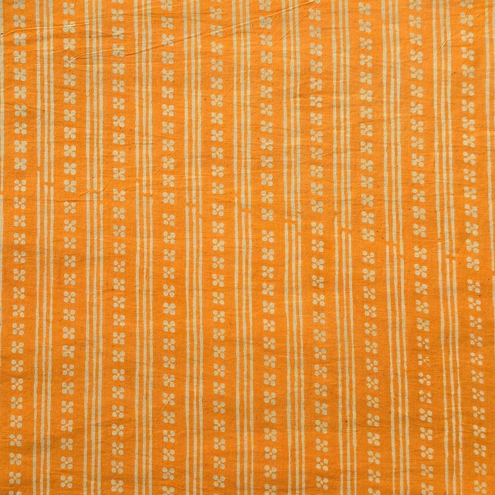 Pure Cotton Dabu orange With Border Design Stripes Hand Block Print Fa ...