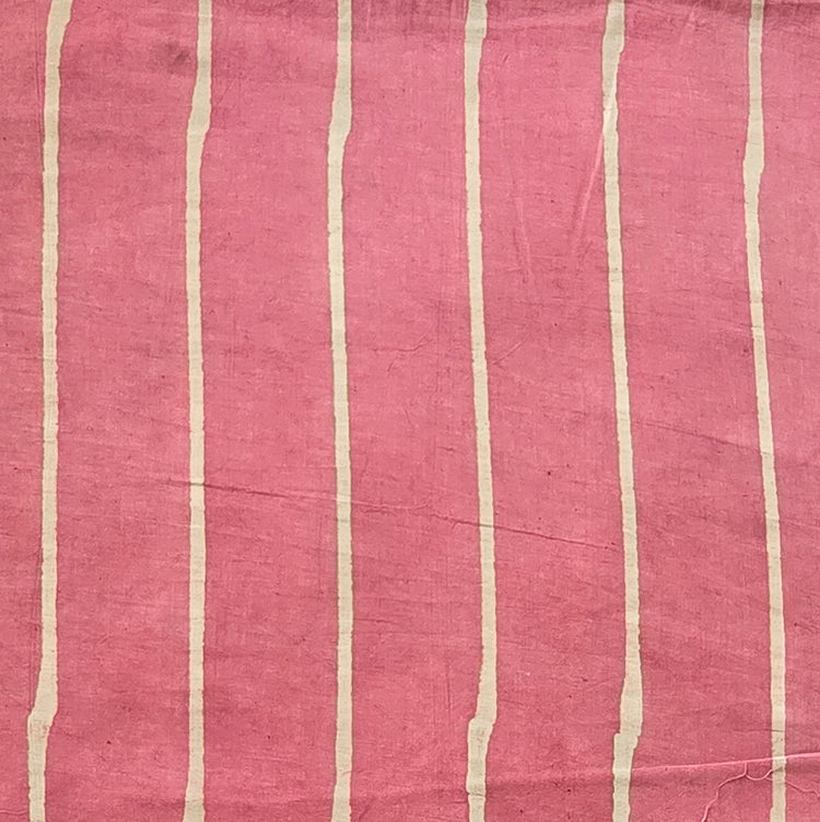 Pure Cotton Dabu Pink With Fat Stripes Hand Block Print Fabric – Sanskruti