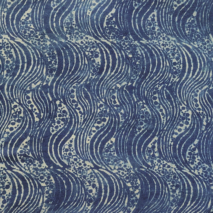 Pure Cotton Ajrak Rust Blue With Waves Design Hand Block Print Fabric ...