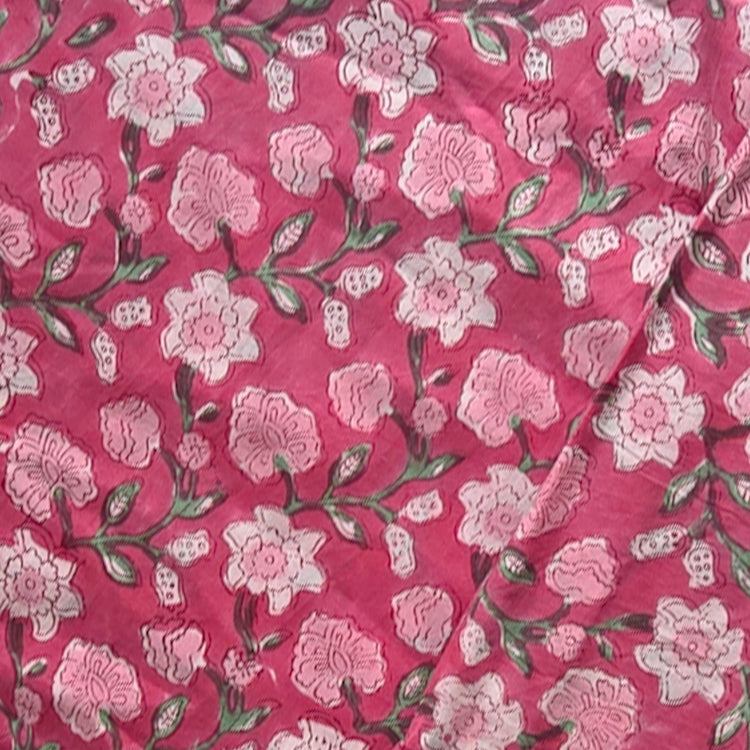 Pure Cotton Jaipuri Dusky Pink With Flower Jaal Hand Block Print Fabri ...